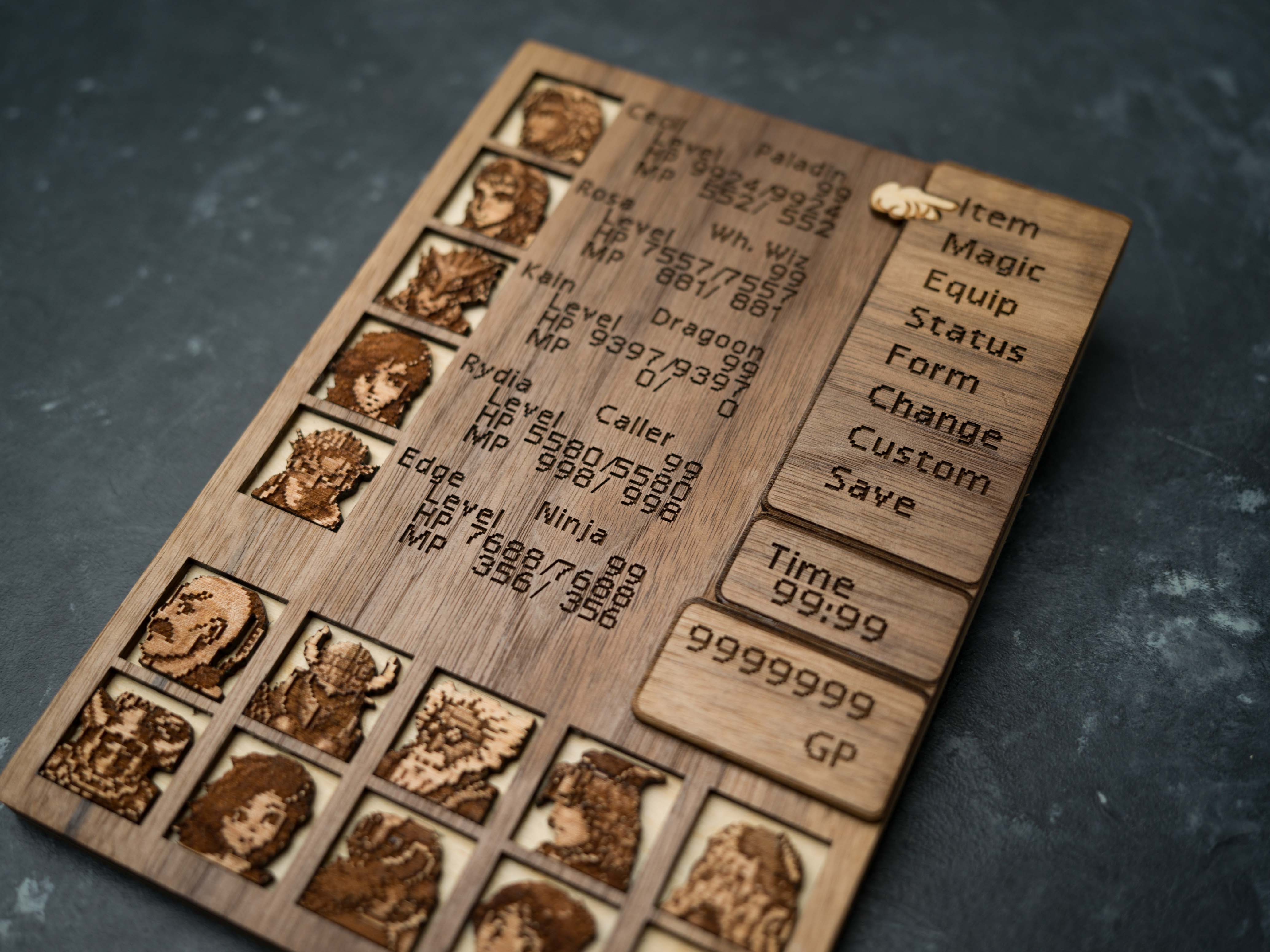 Custom Wooden Final Fantasy IV menu screen with characters you can pic ...