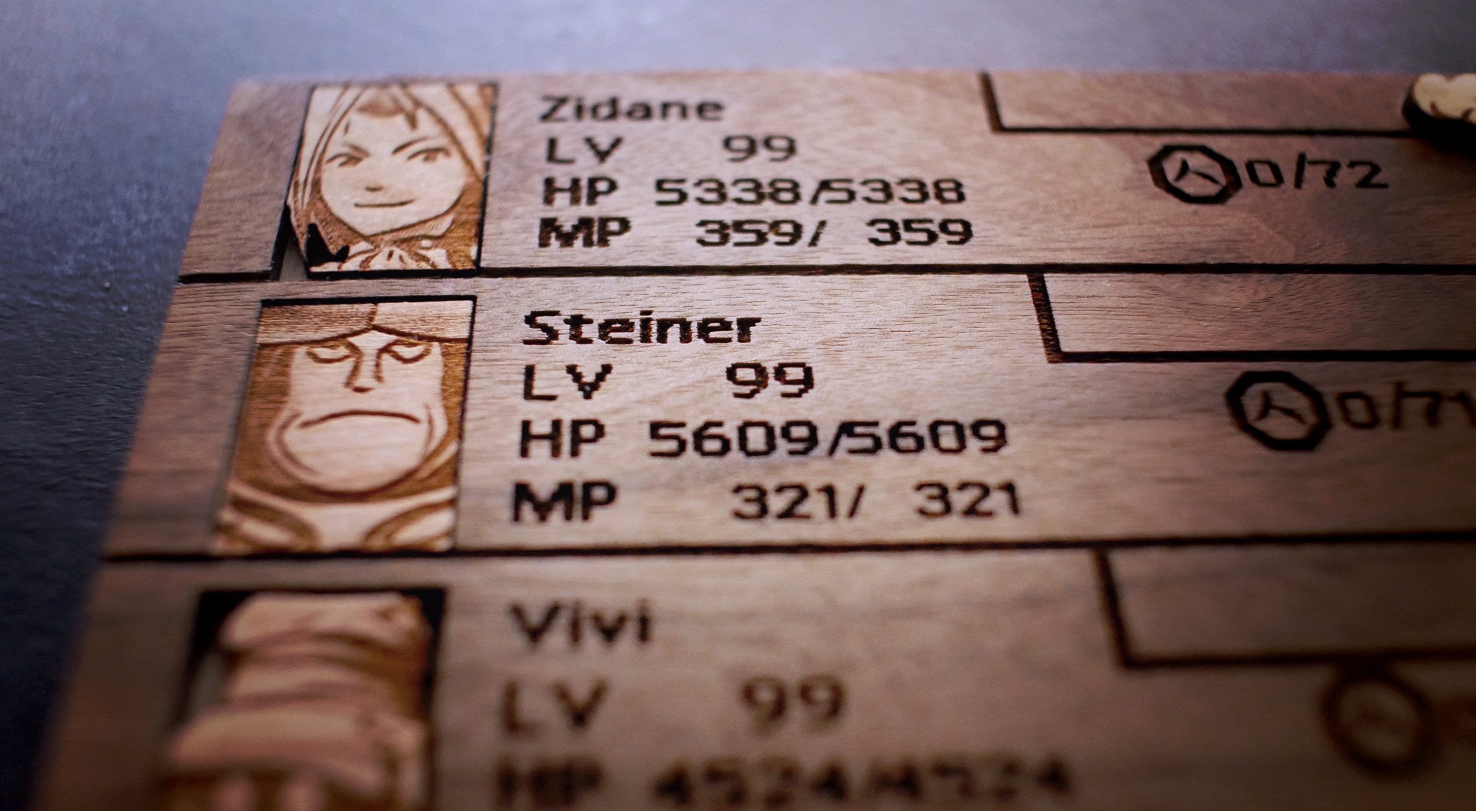Custom Wooden Final Fantasy 9 menu screen with characters you can pick ...